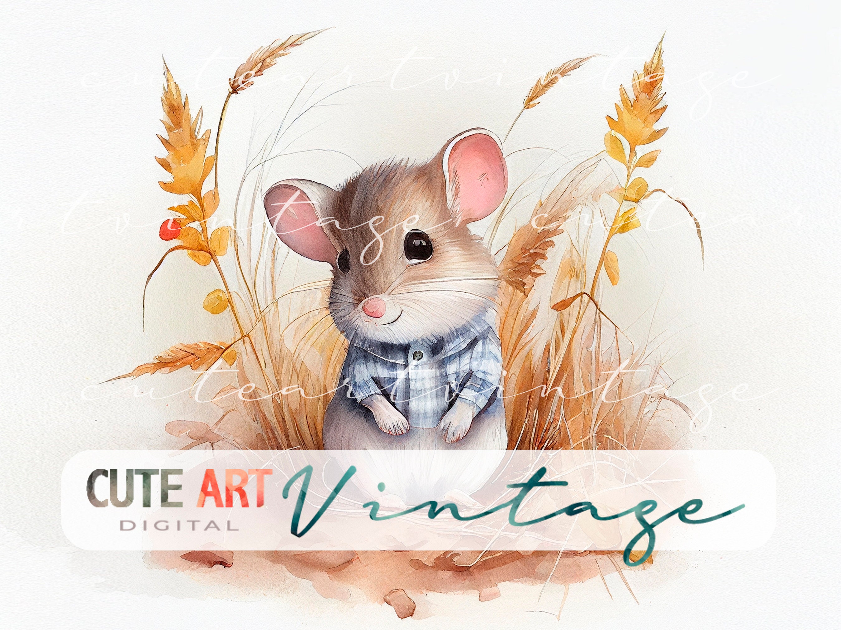 Watercolor Mice, Cute Mouse, Kids Illustration, Print, for Invitation ...