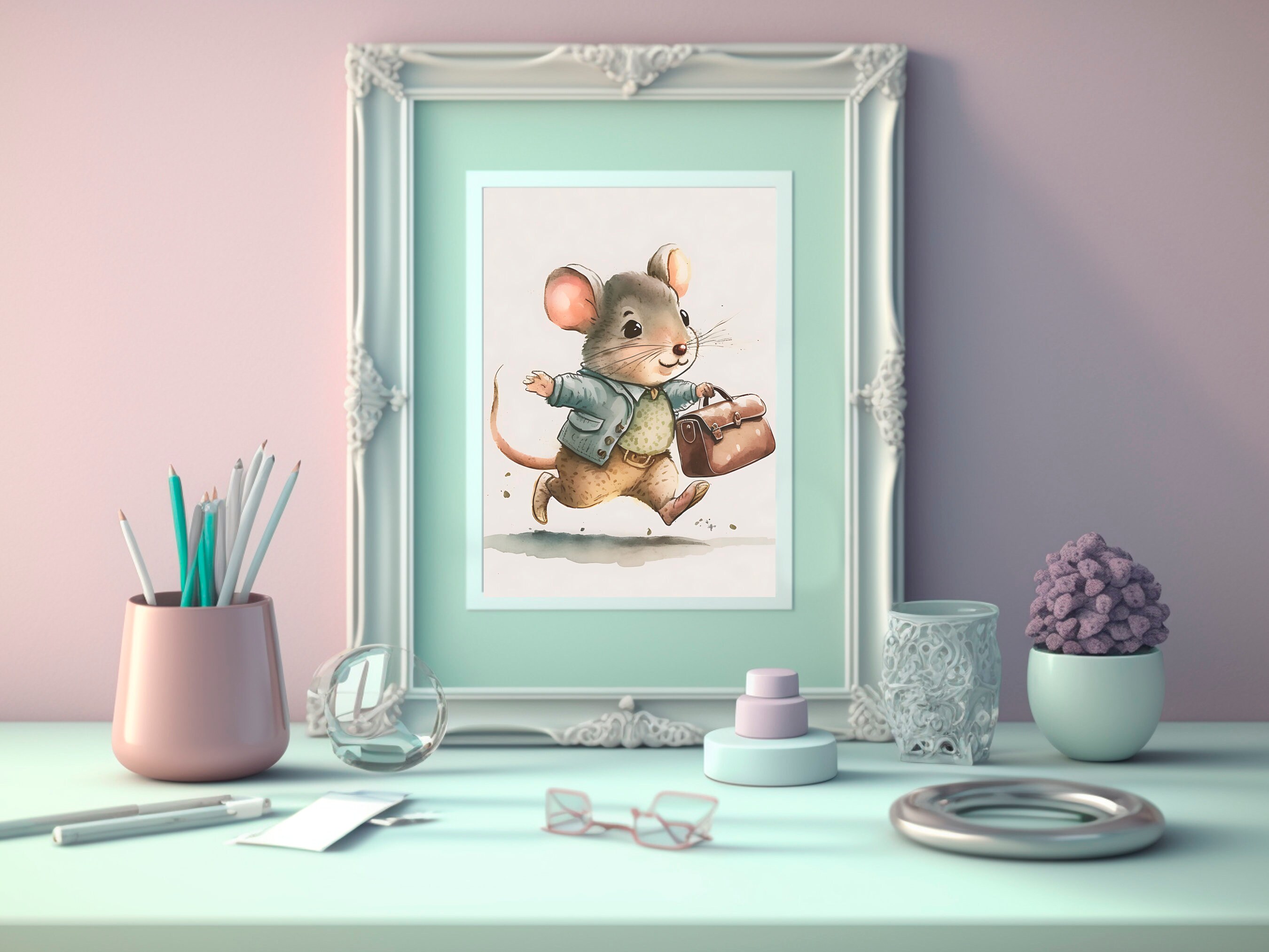 Watercolor Mice, Watercolor Mouse, Cute Watercolor Mouse, Greeting ...