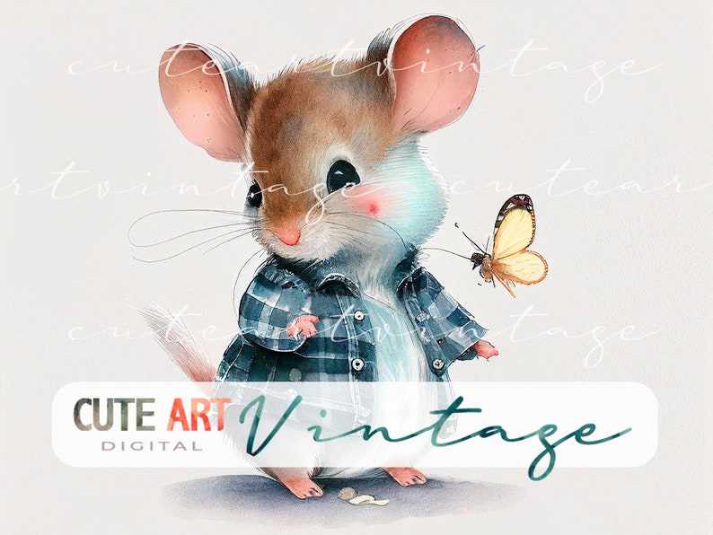 Watercolor Mice, Cute Watercolor Mouse, Illustrations for Scrapbooking ...