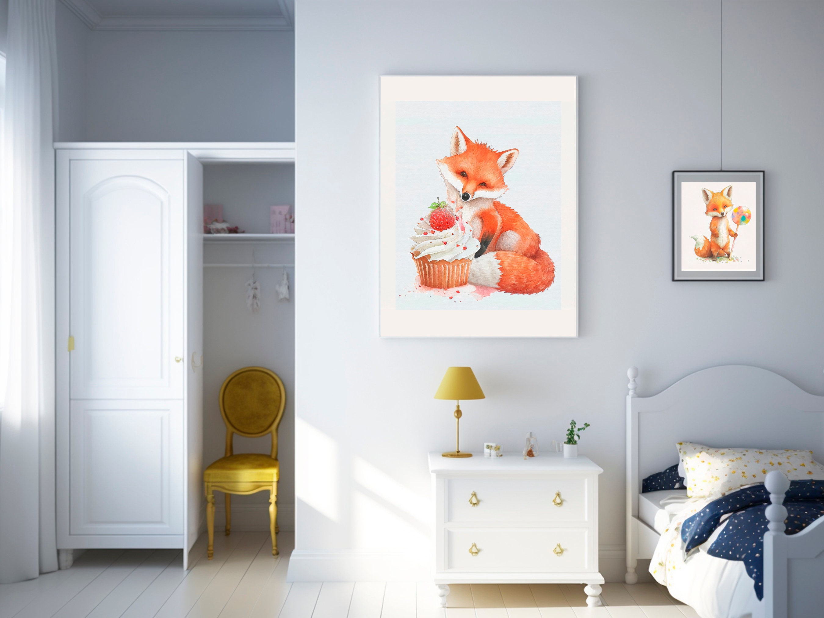 Cute Watercolor Fox, Digital Images for Scrapbooking, Drawing of a ...