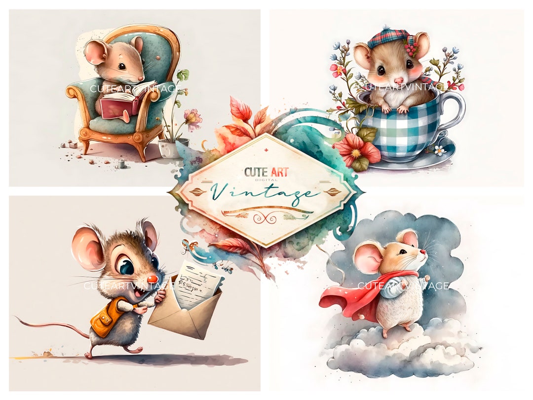 Cute Watercolor Mice, Cute Watercolor Mouse, Drawings to Decorate, Mice ...