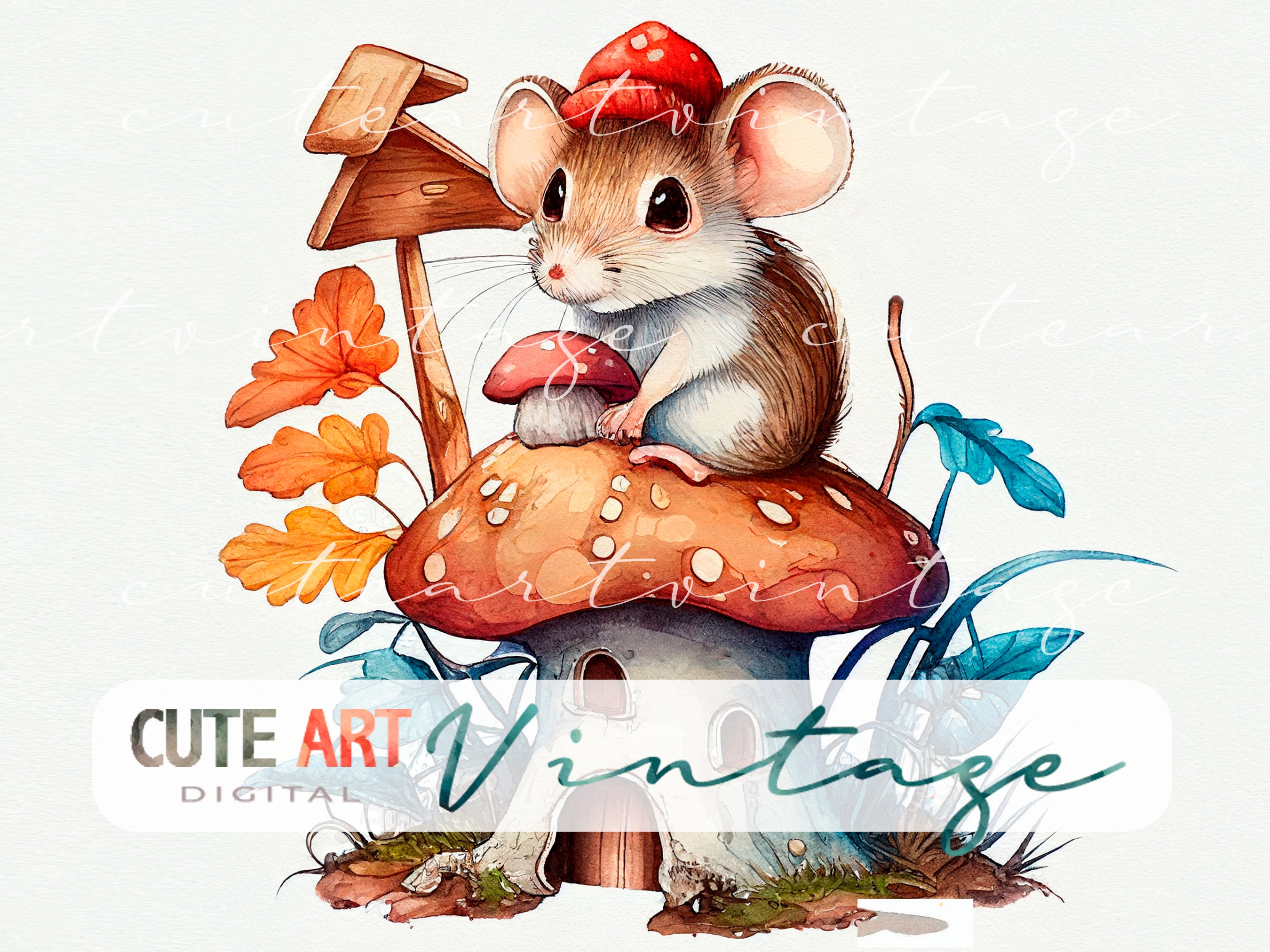 Watercolor Mice, Cute Watercolor Mouse, Illustrations for Scrapbooking ...