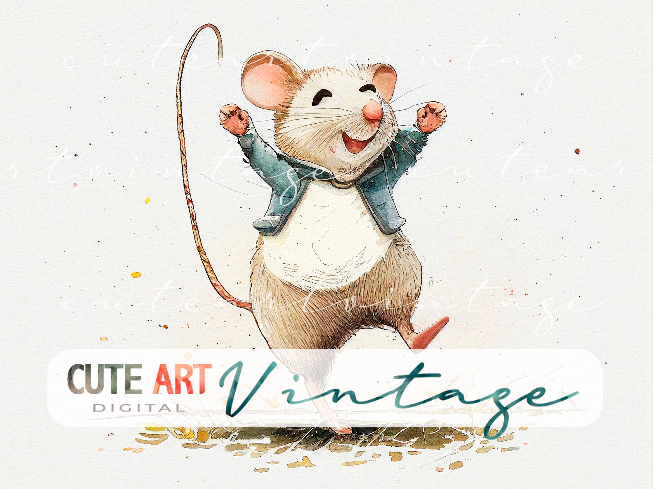 Watercolor Mice, Watercolor Mouse, Cute Watercolor Mouse, Greeting ...