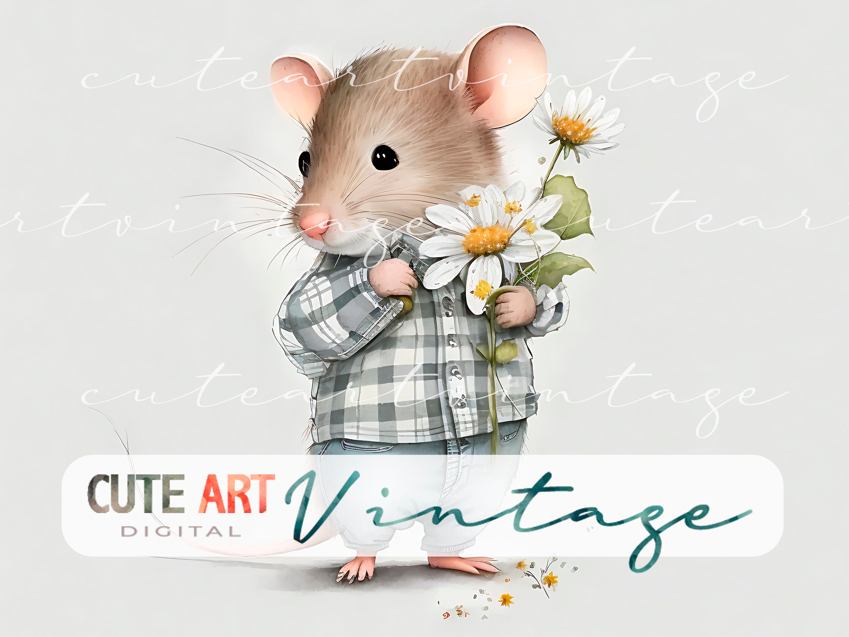 Watercolor Mice, Cute Watercolor Mouse, Illustrations for Scrapbooking ...