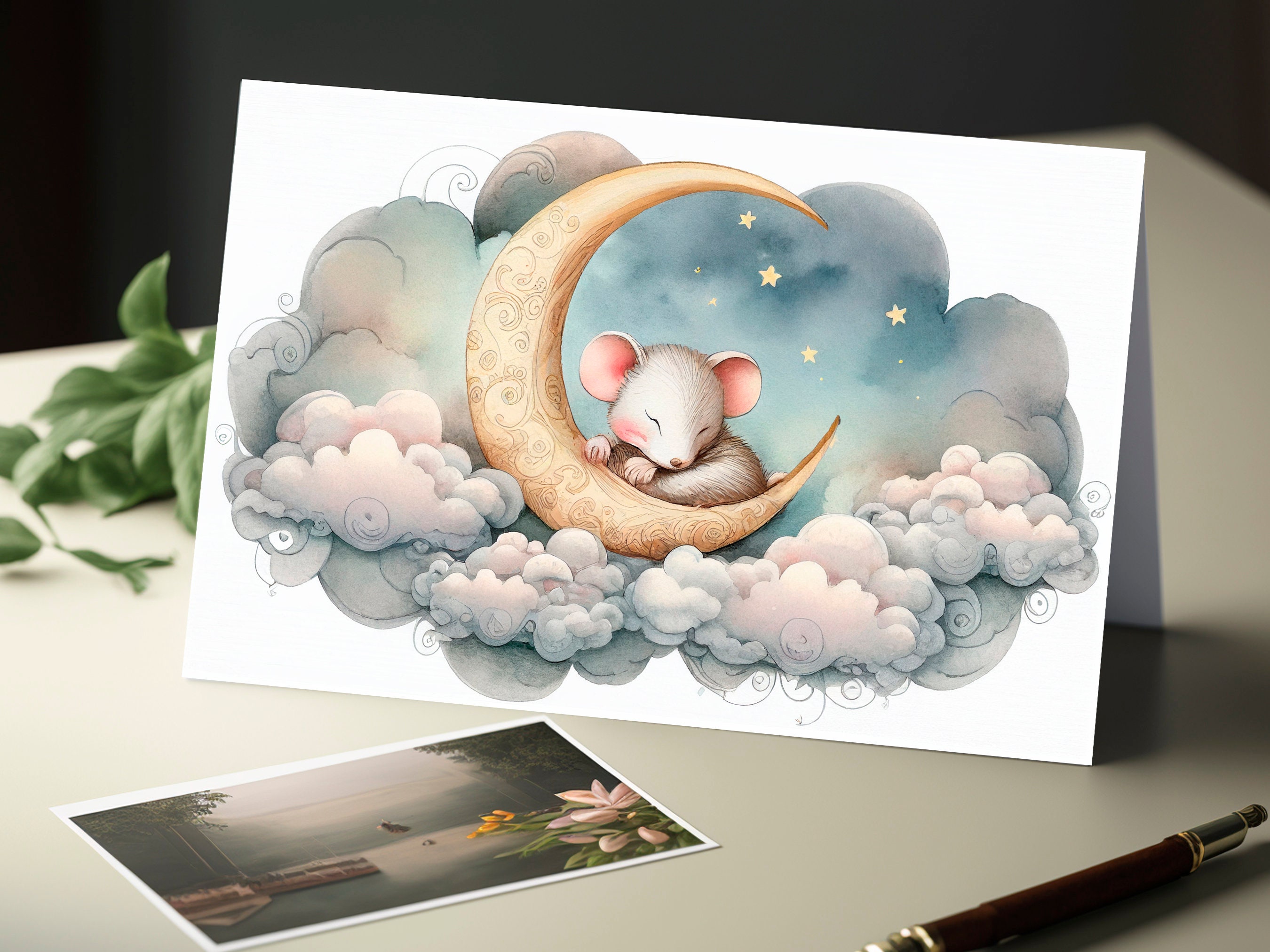 Cute Watercolor Mouse, Mice, Sleepy Mouse, Printable, Scrapbooking ...