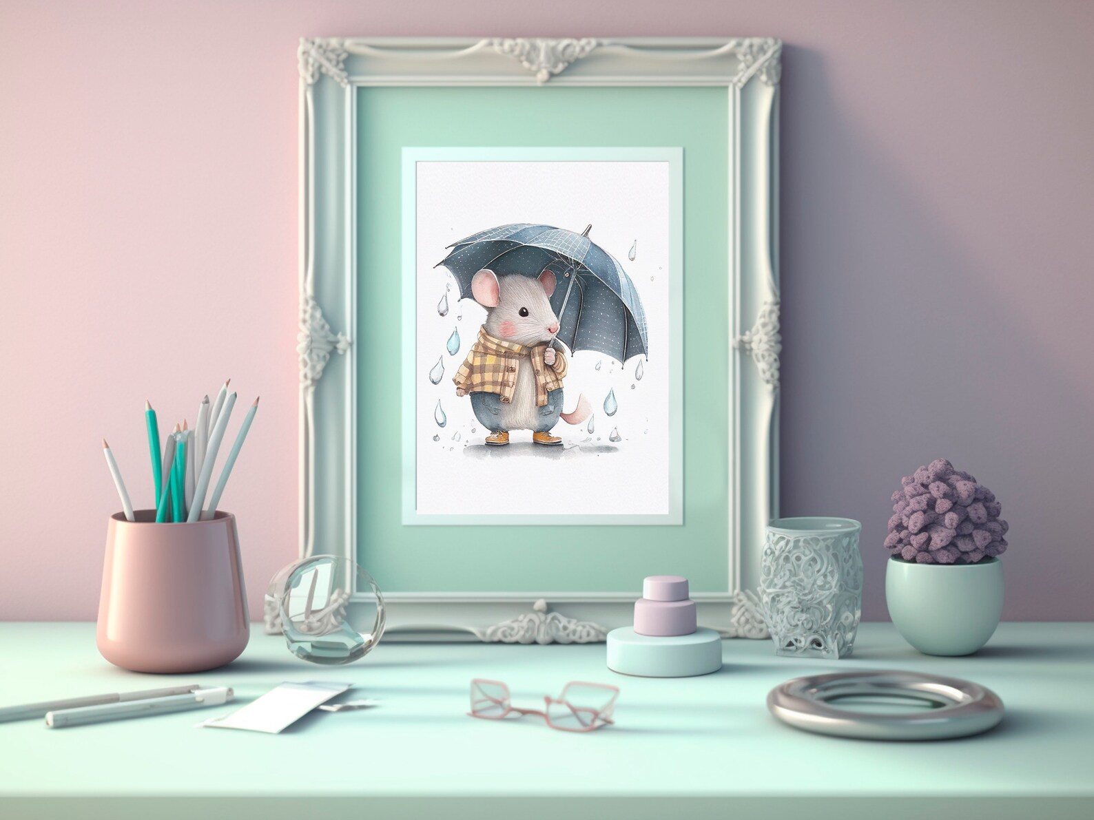 Watercolor Mice, Cute Watercolor Mouse, Children Mouse Illustration ...