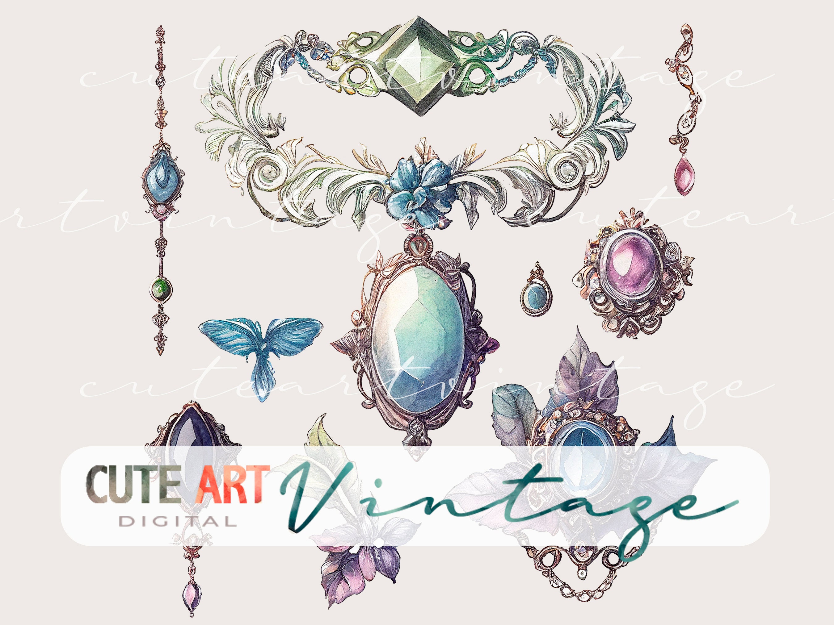Watercolor Jewelry Clipart, Watercolor Jewelry Set Png, Watercolor ...