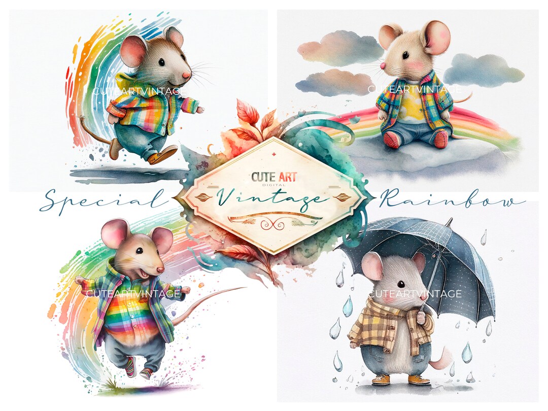 Watercolor Mice, Cute Watercolor Mouse, Children Mouse Illustration ...
