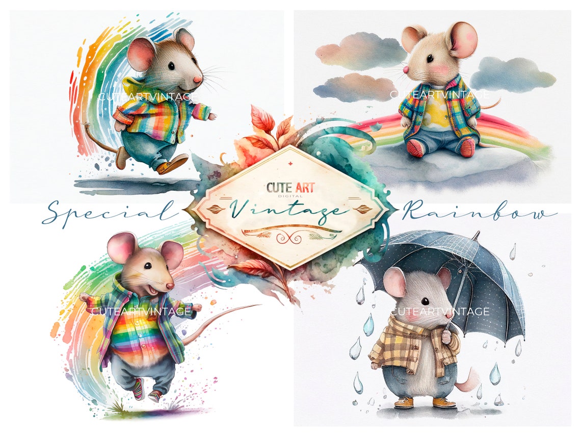 Watercolor Mice, Cute Watercolor Mouse, Children Mouse Illustration ...