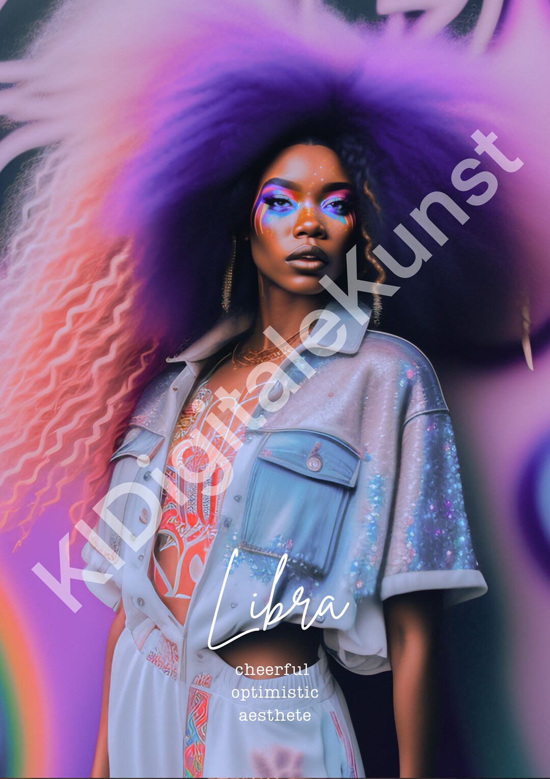 Zodiac Sign LIBRA, KI Art, Digital Wallart, Instant Download, Graffiti ...