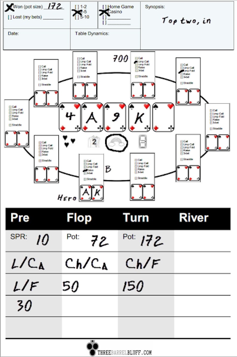 Poker Hand Record Sheet for Your Poker Journal - Etsy