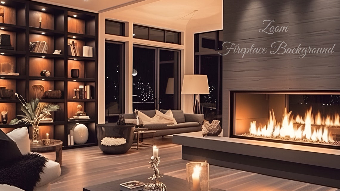 Fireplace Zoom Virtual Background, Virtual Backdrop, Digital Backdrop ...