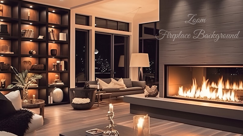 Fireplace Zoom Virtual Background, Virtual Backdrop, Digital Backdrop ...