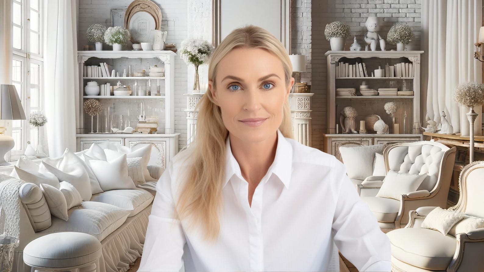 Chic Living Room Zoom Virtual Background, Virtual Backdrop, Digital ...