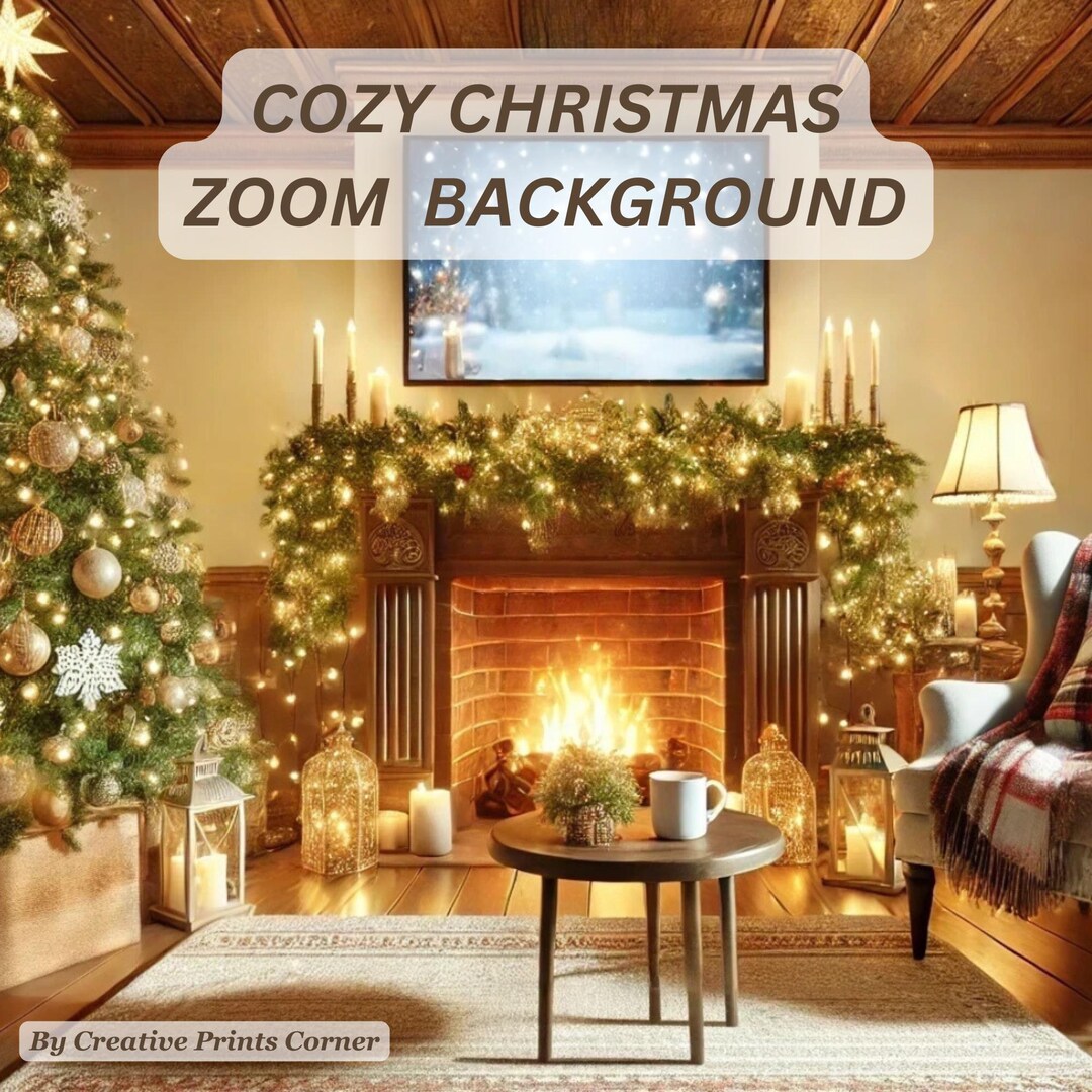 Christmas Zoom Background 2 | Festive Living Room Virtual Backdrop - Etsy