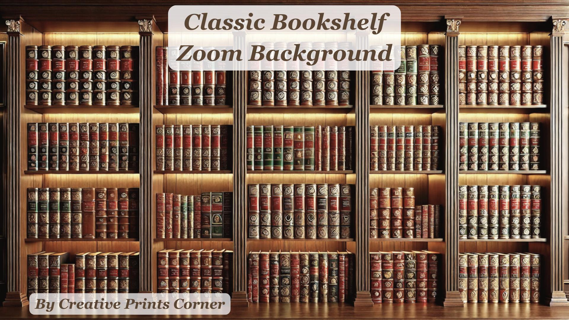 Classic Bookshelf Zoom Background | Elegant Virtual Library Backdrop - Etsy