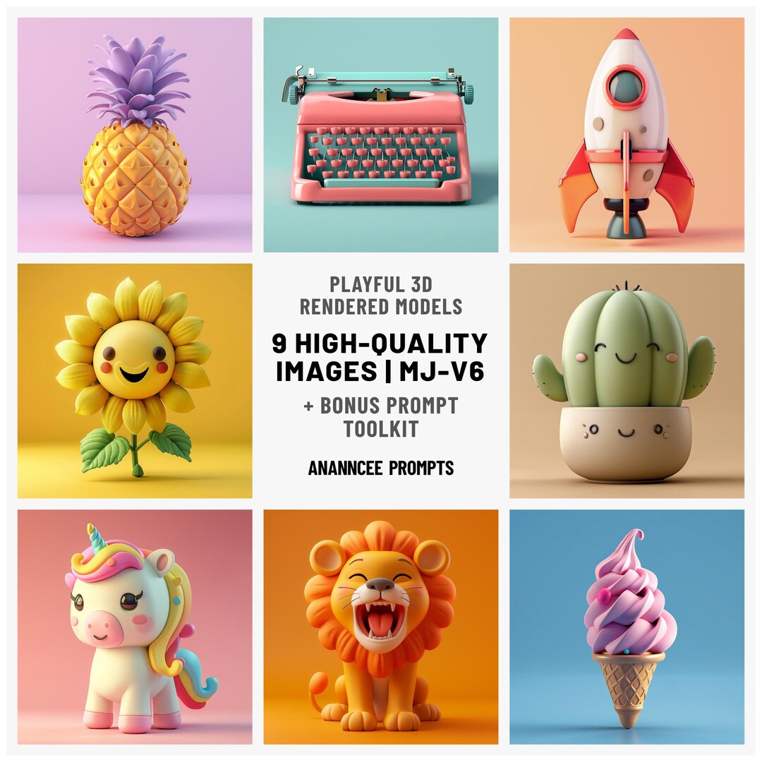 9 Cute 3D Rendered Models | Playful Midjourney AI Art + Bonus Prompt ...