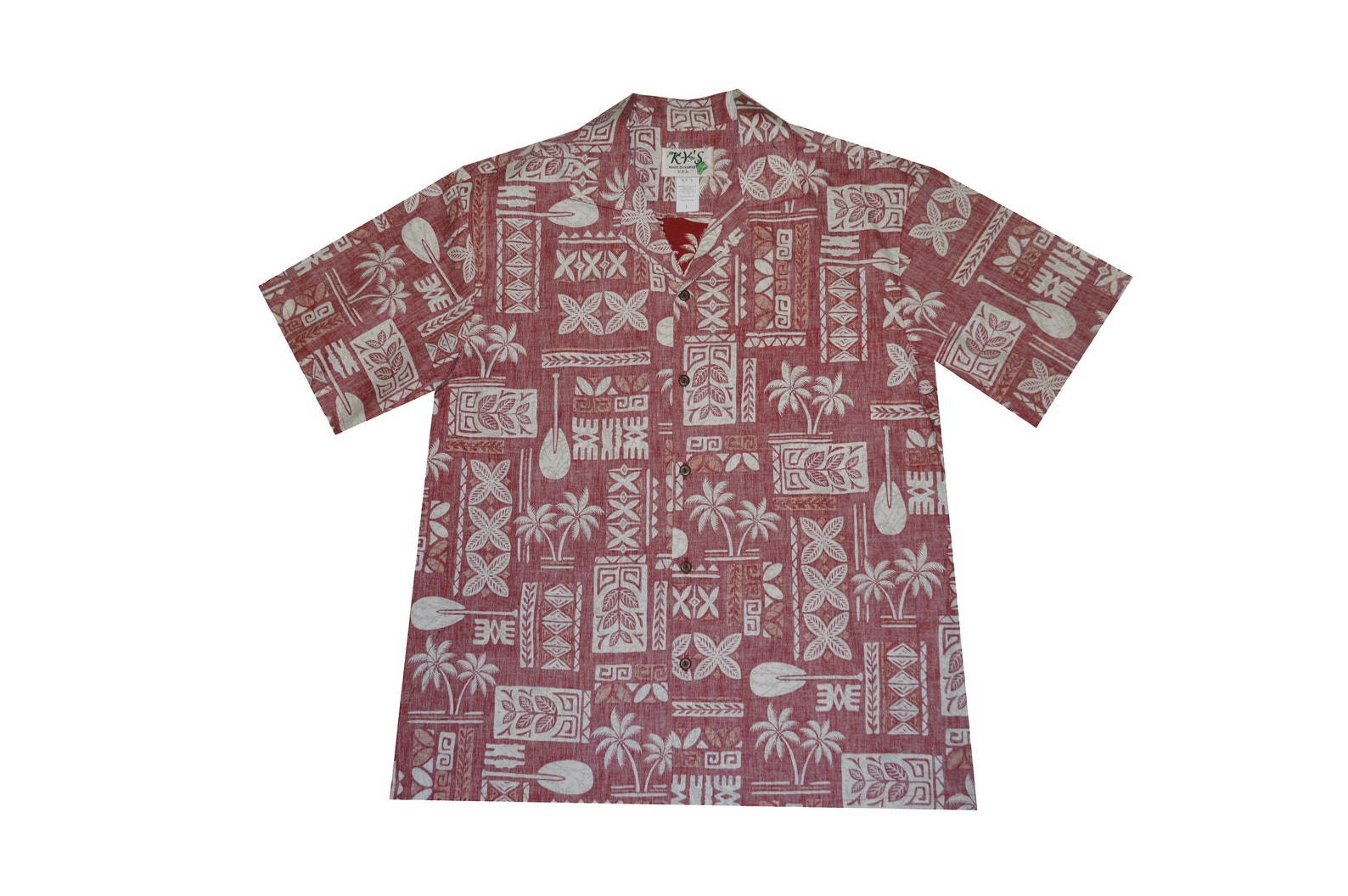Traditional Tapa Red Aloha Shirt Hawaiian Aloha Shirt Camp Shirt for ...