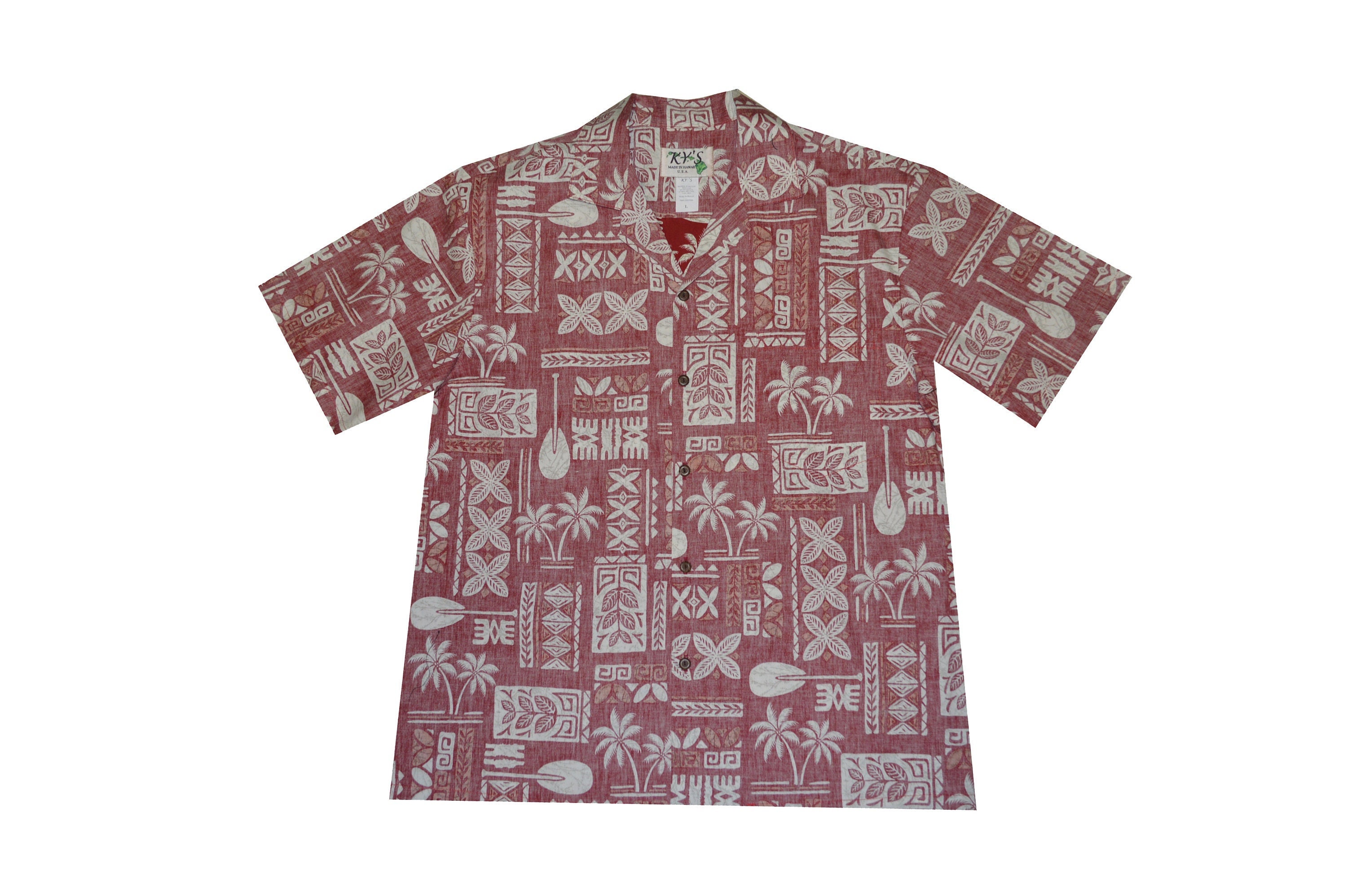 Traditional Tapa Red Aloha Shirt | Hawaiian Aloha Shirt | Camp Shirt ...