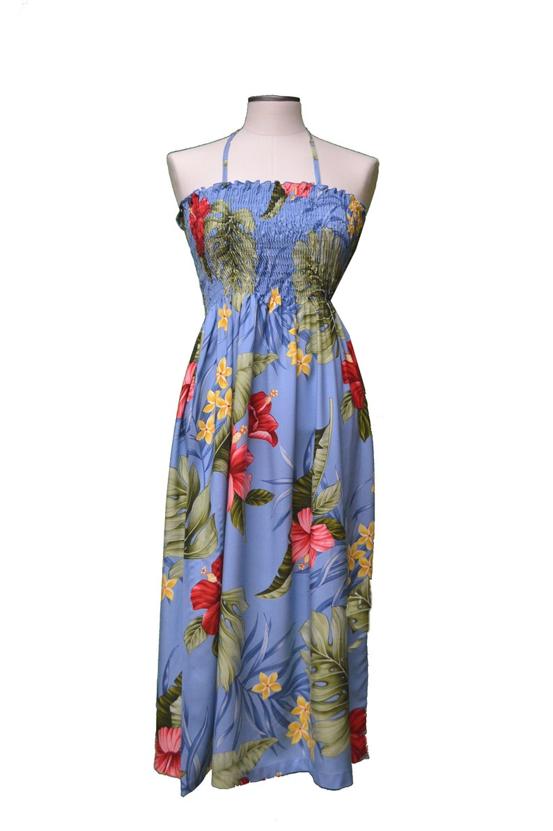 Aloha Dress | Hawaiian Smock Midi Dress Makakilo Hibiscus | Made in ...