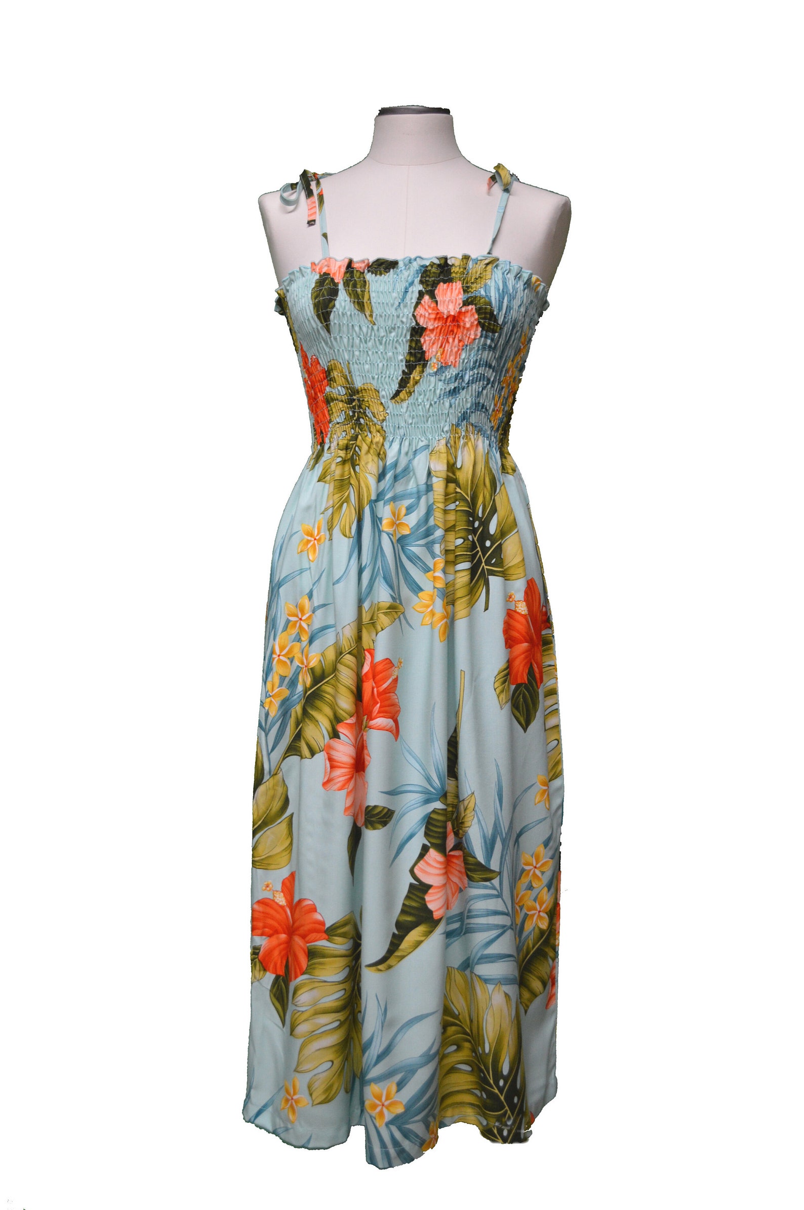 Aloha Dress | Hawaiian Smock Midi Dress Makakilo Hibiscus | Made in ...