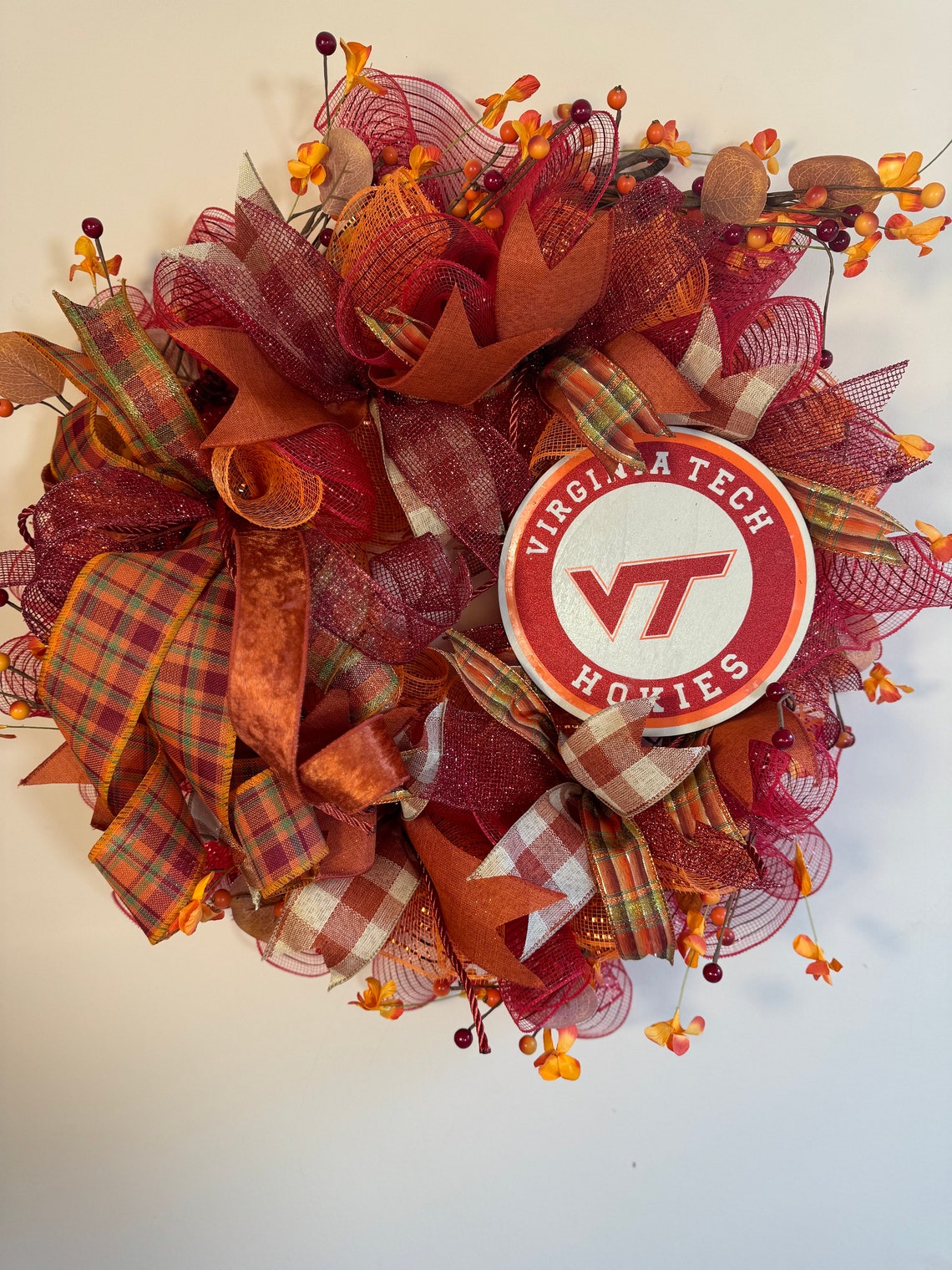 24” Virginia Tech Hokie Wreath | Front Door | Every Day Wreath - Etsy