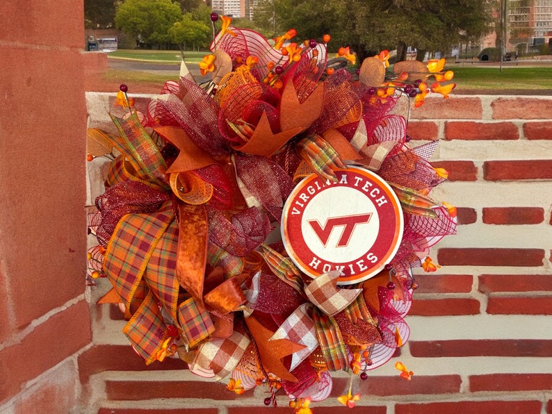 24” Virginia Tech Hokie Wreath | Front Door | Every Day Wreath - Etsy