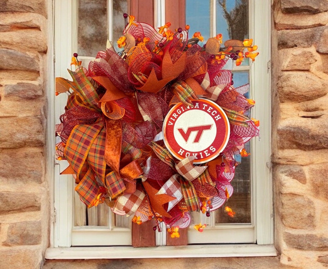 24” Virginia Tech Hokie Wreath | Front Door | Every Day Wreath - Etsy