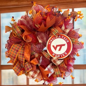 24” Virginia Tech Hokie Wreath | Front Door | Every Day Wreath - Etsy