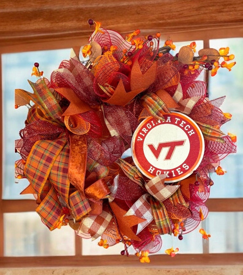 24” Virginia Tech Hokie Wreath | Front Door | Every Day Wreath - Etsy