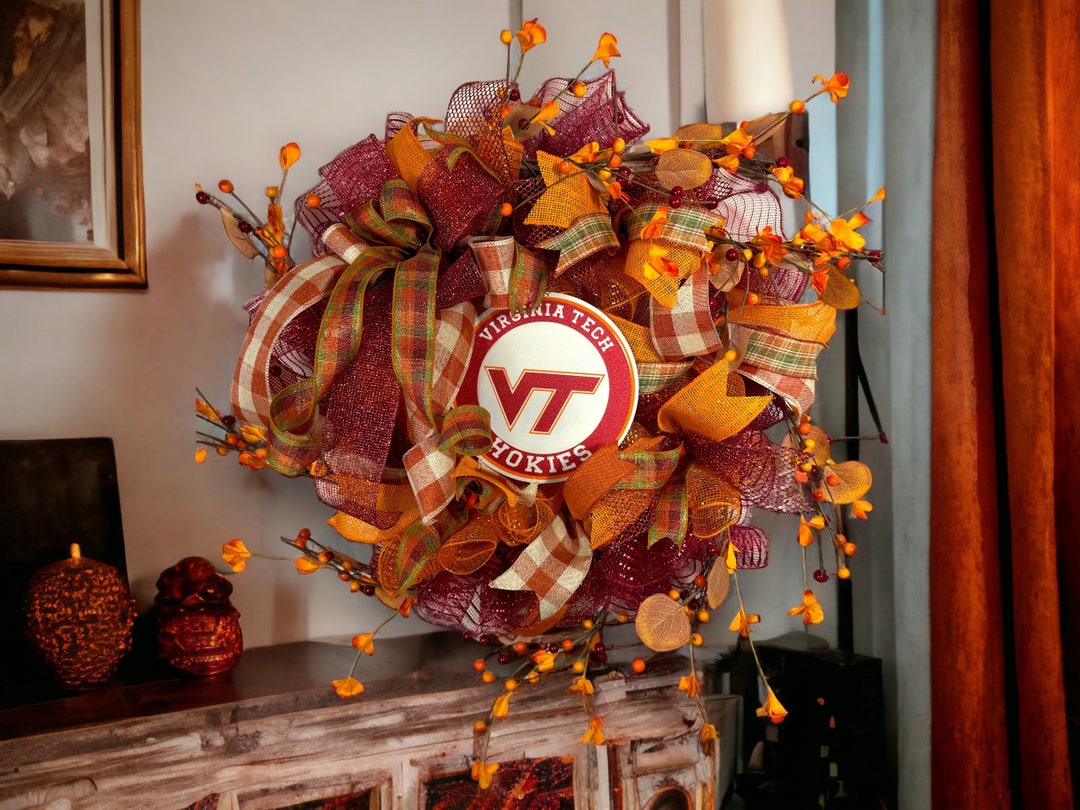 26” Virginia Tech Hokie Wreath | Front Door | Every Day Wreath - Etsy