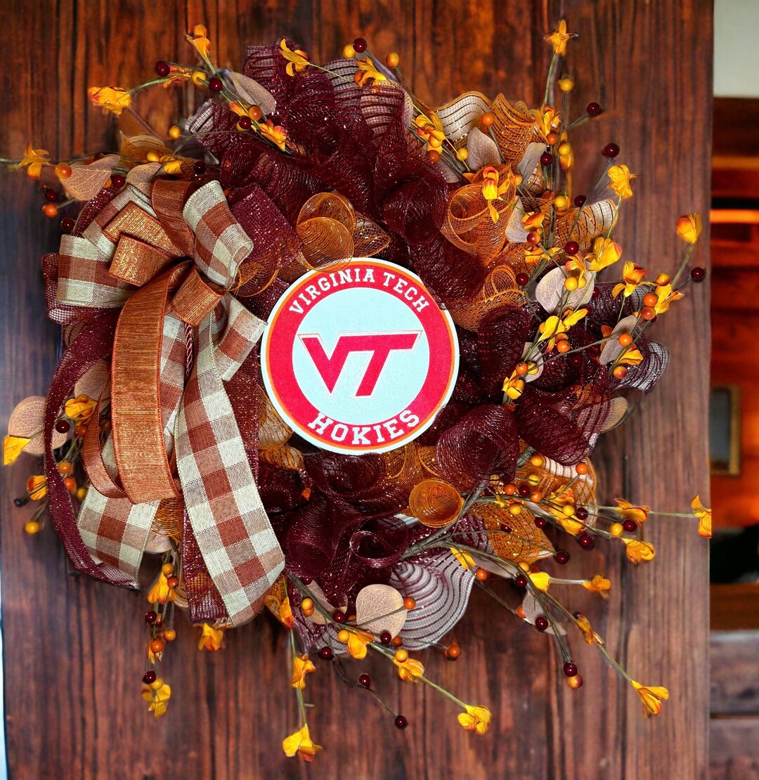 24” Virginia Tech Hokie Wreath | Front Door | Every Day Wreath - Etsy