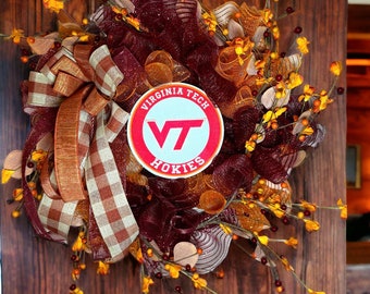 24 Virginia Tech Hokie Wreath Front Door Every Day Wreath - Etsy