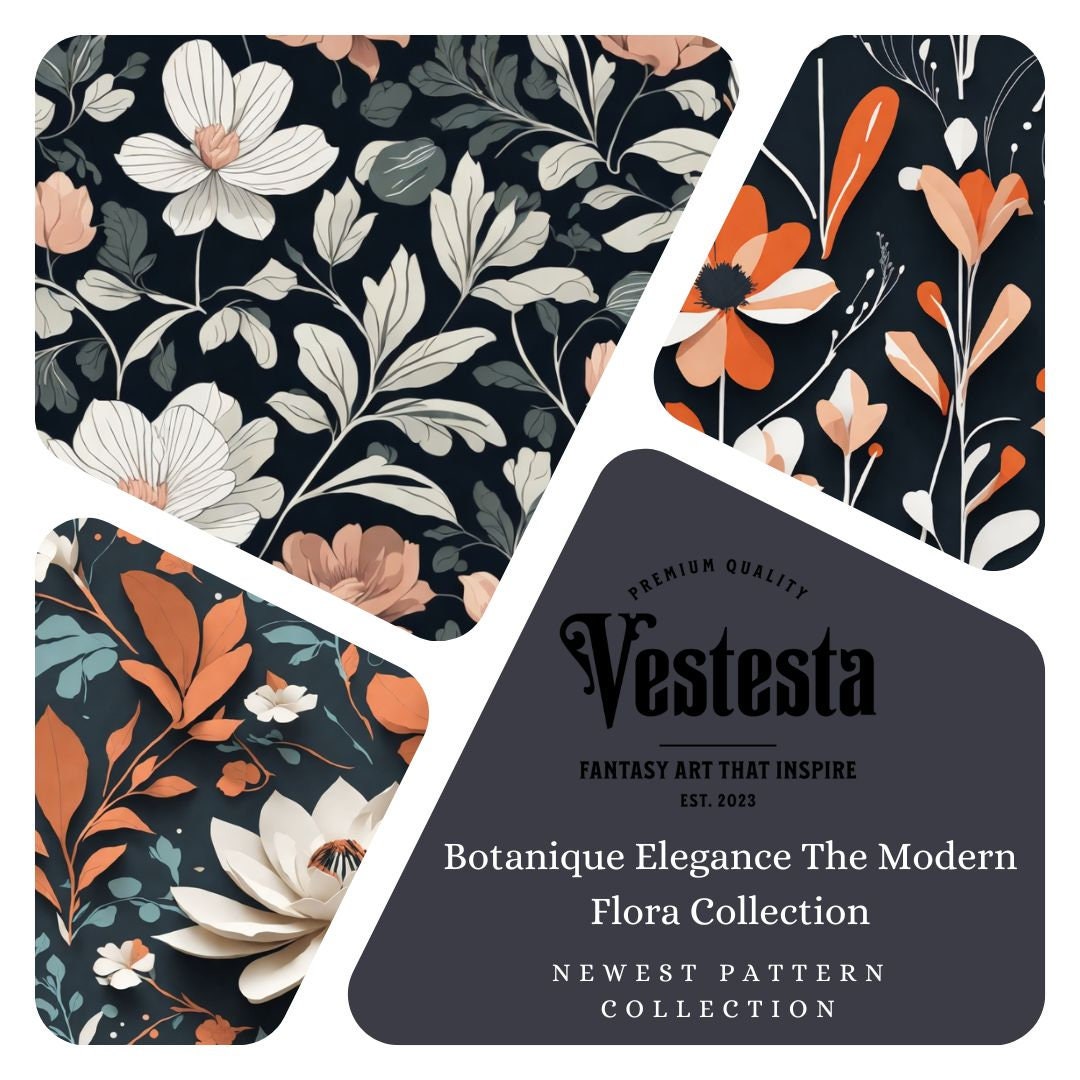 Botanique Elegance: Modern Flora Series 13 Unique Floral Patterns ...