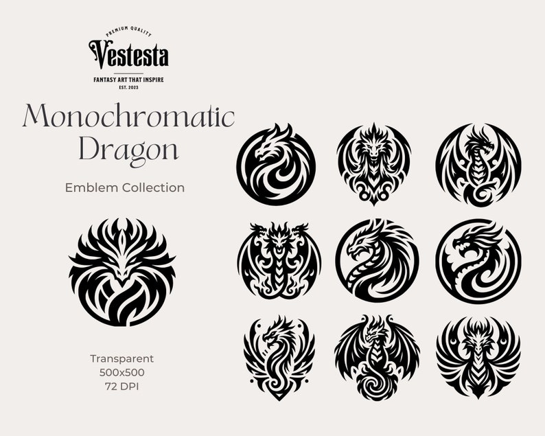 Exquisite Dragon Emblem Collection: Stylized Silhouettes for Branding ...