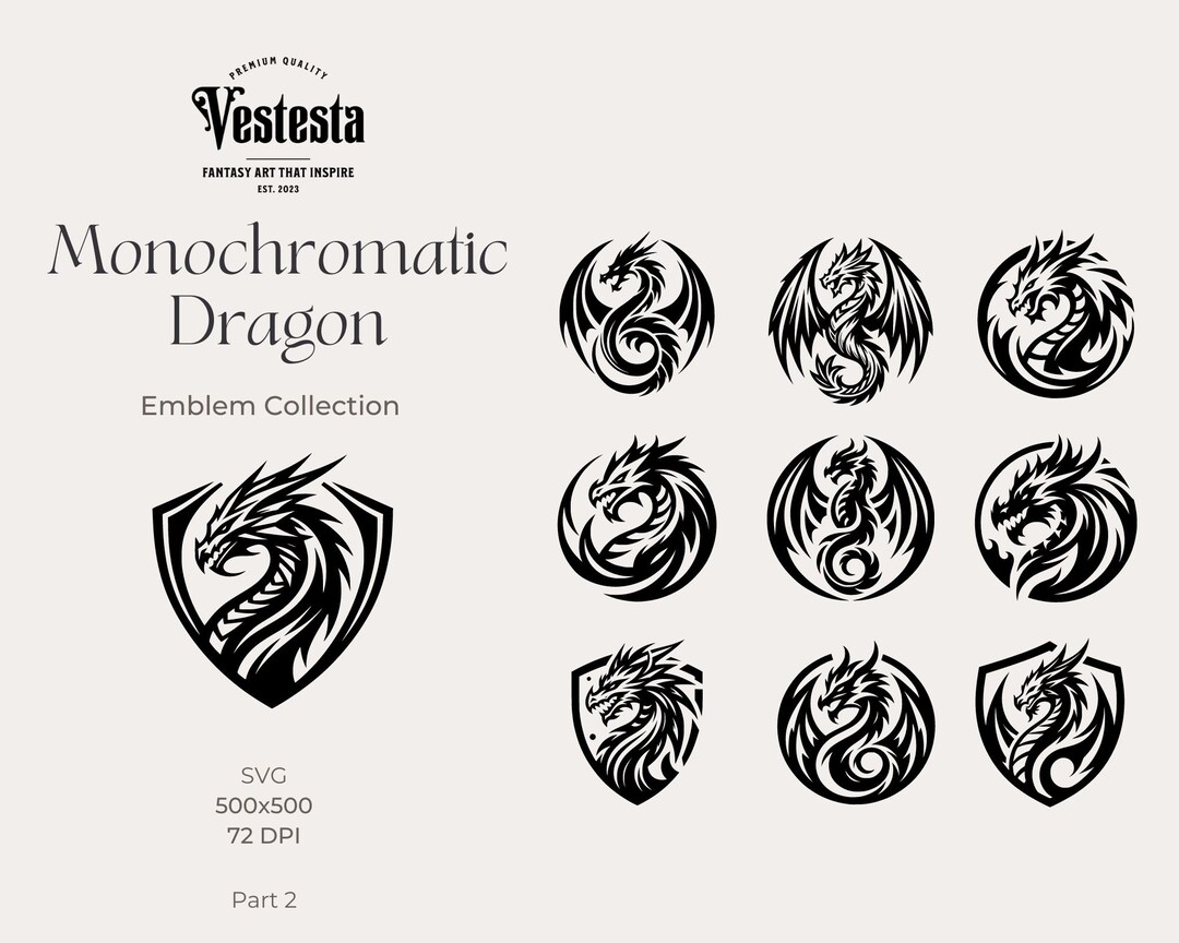 Mystical Dragon Emblem Set: Tribal Vector Art for Dynamic Branding ...