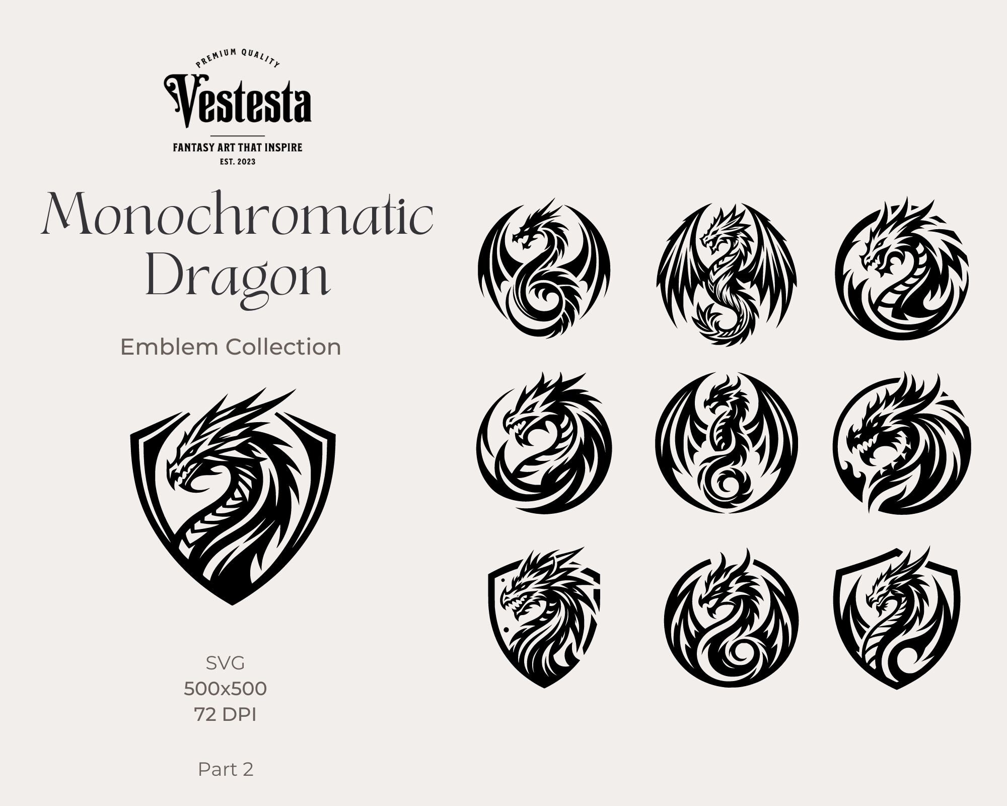 Mystical Dragon Emblem Set: Tribal Vector Art for Dynamic Branding ...