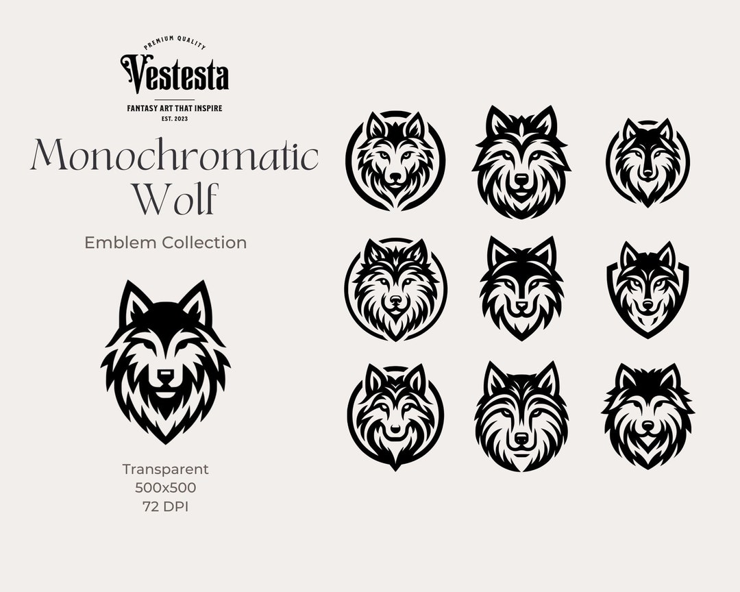 Enigmatic Wolf Emblems: Monochrome Designs for Modern Branding ...