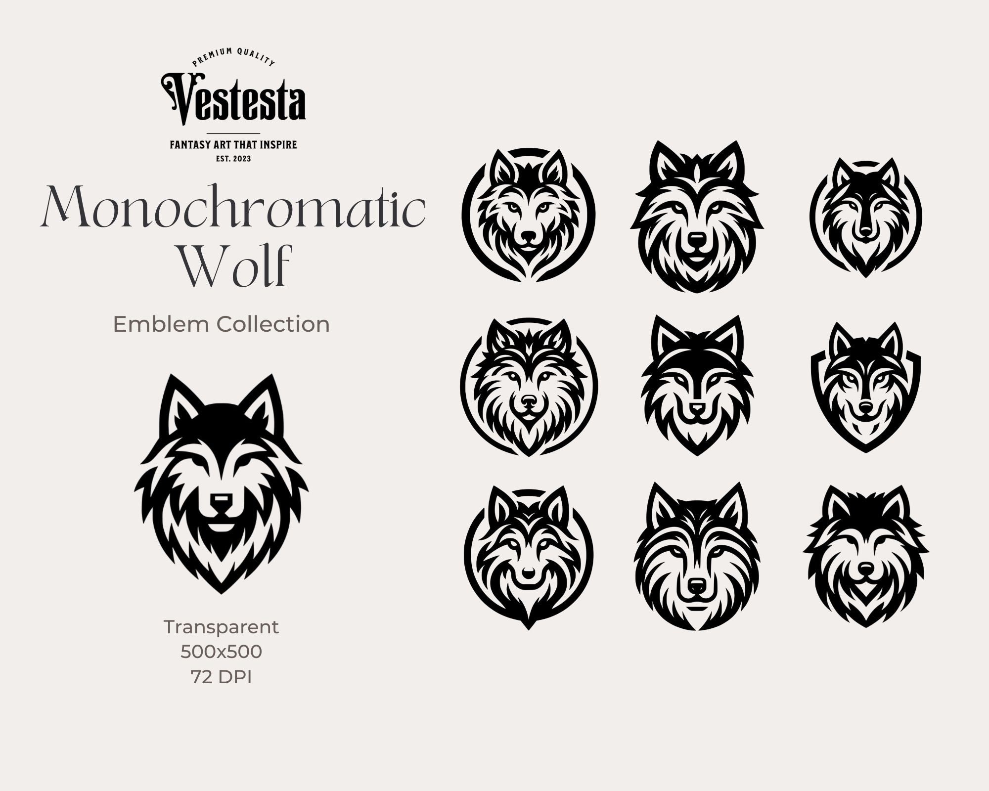 Enigmatic Wolf Emblems: Monochrome Designs for Modern Branding ...