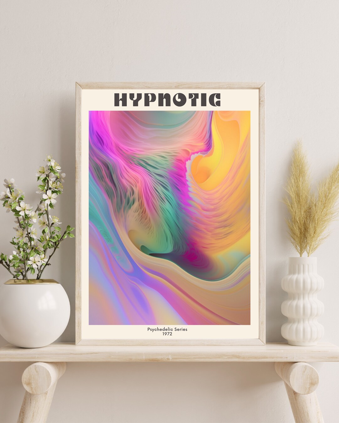 70s Psychedelic Aura Poster Print - Retro Wall Art, Vintage Decor, Boho ...