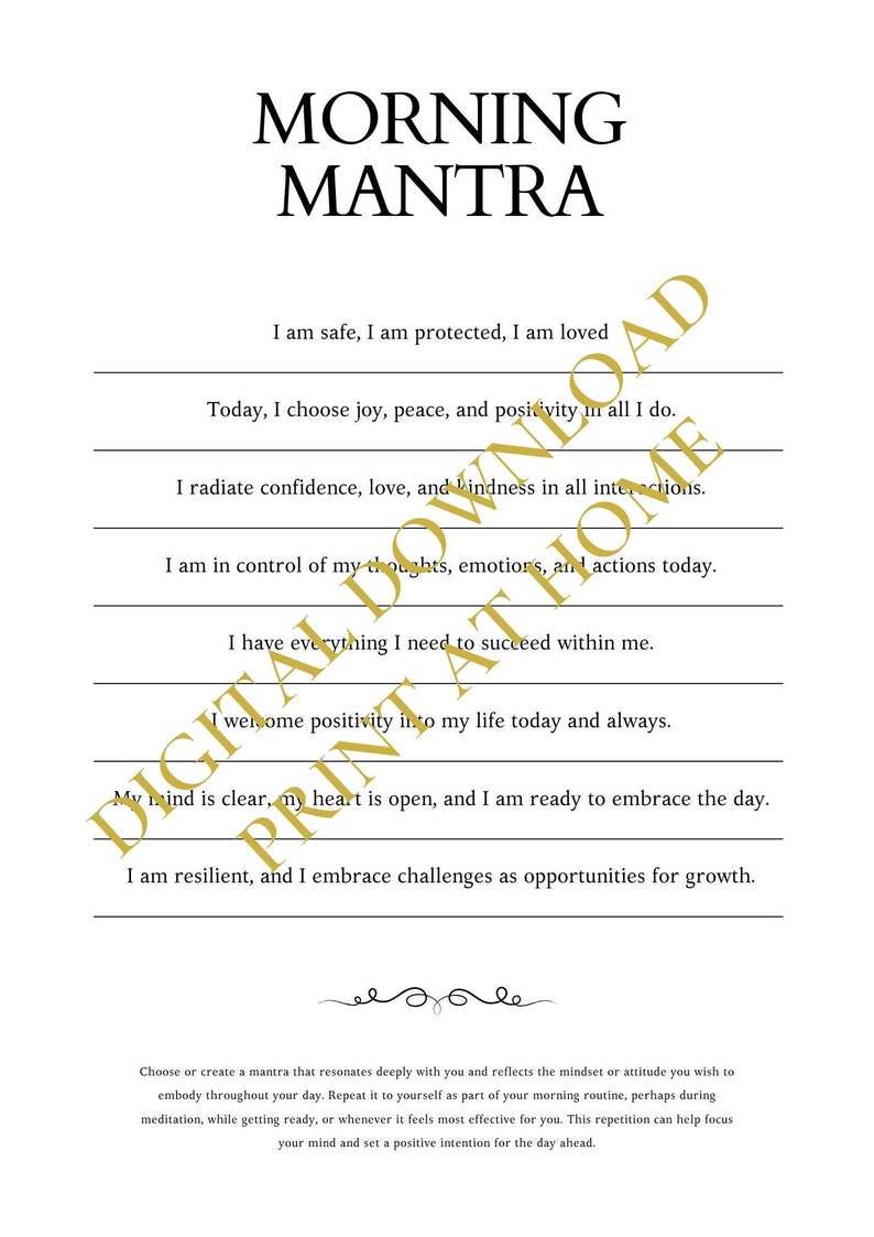 Motivational Morning Mantras - Affirmations - Print at Home - Etsy
