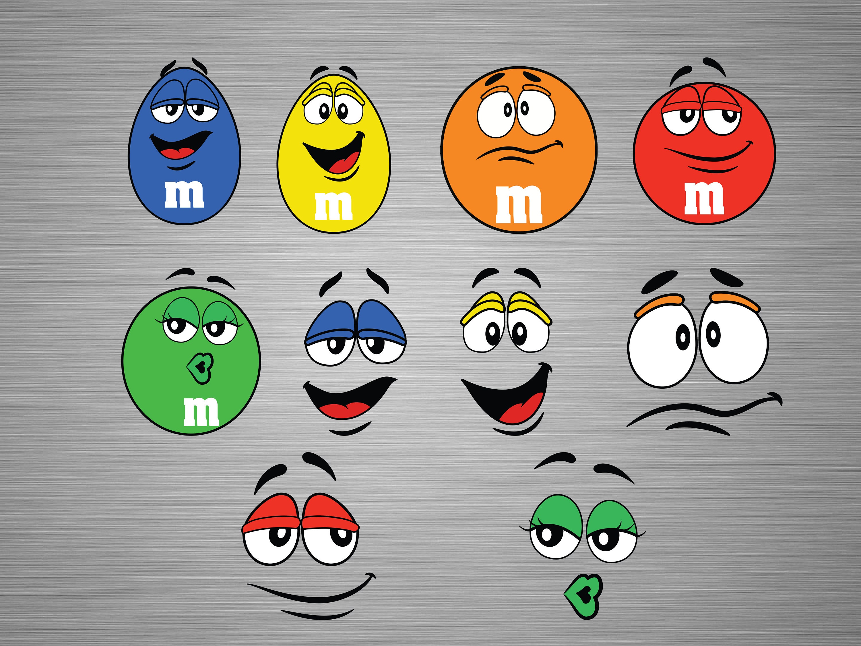 90 M and M Faces Files M and M Svg Cricut Vector Bundle M - Etsy
