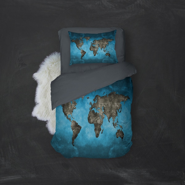 World Map Bedding - Etsy UK