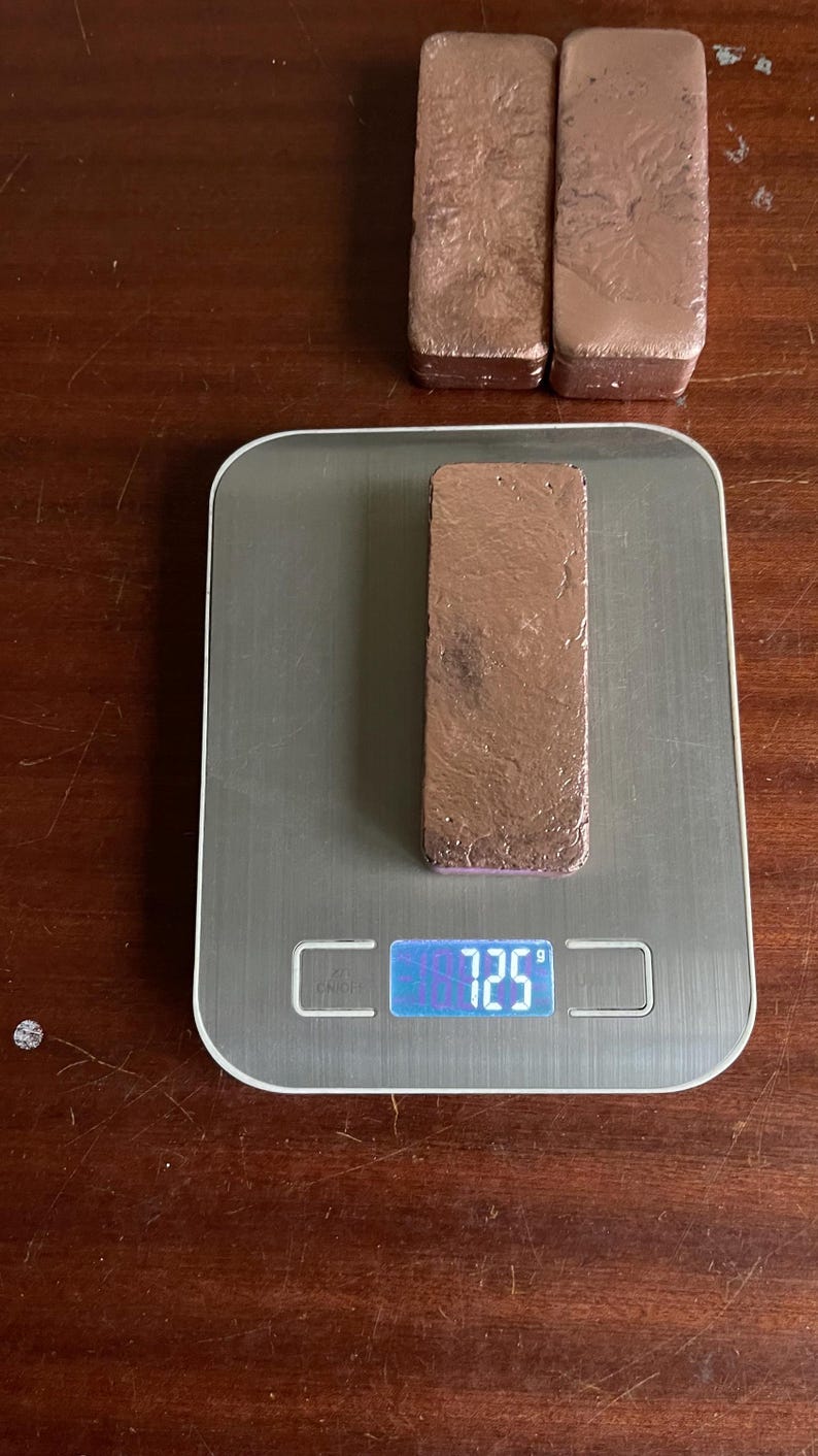 Hand-poured Pure Copper Ingots – Multiple Weights – Solid Raw Copper ...