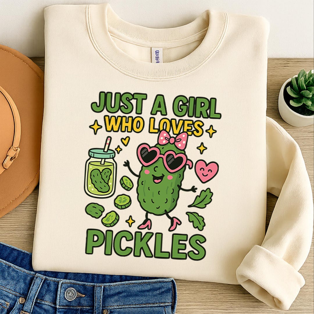 Funny Just a Girl Who Loves Pickles PNG - Cute Pickle Queen With Pink ...