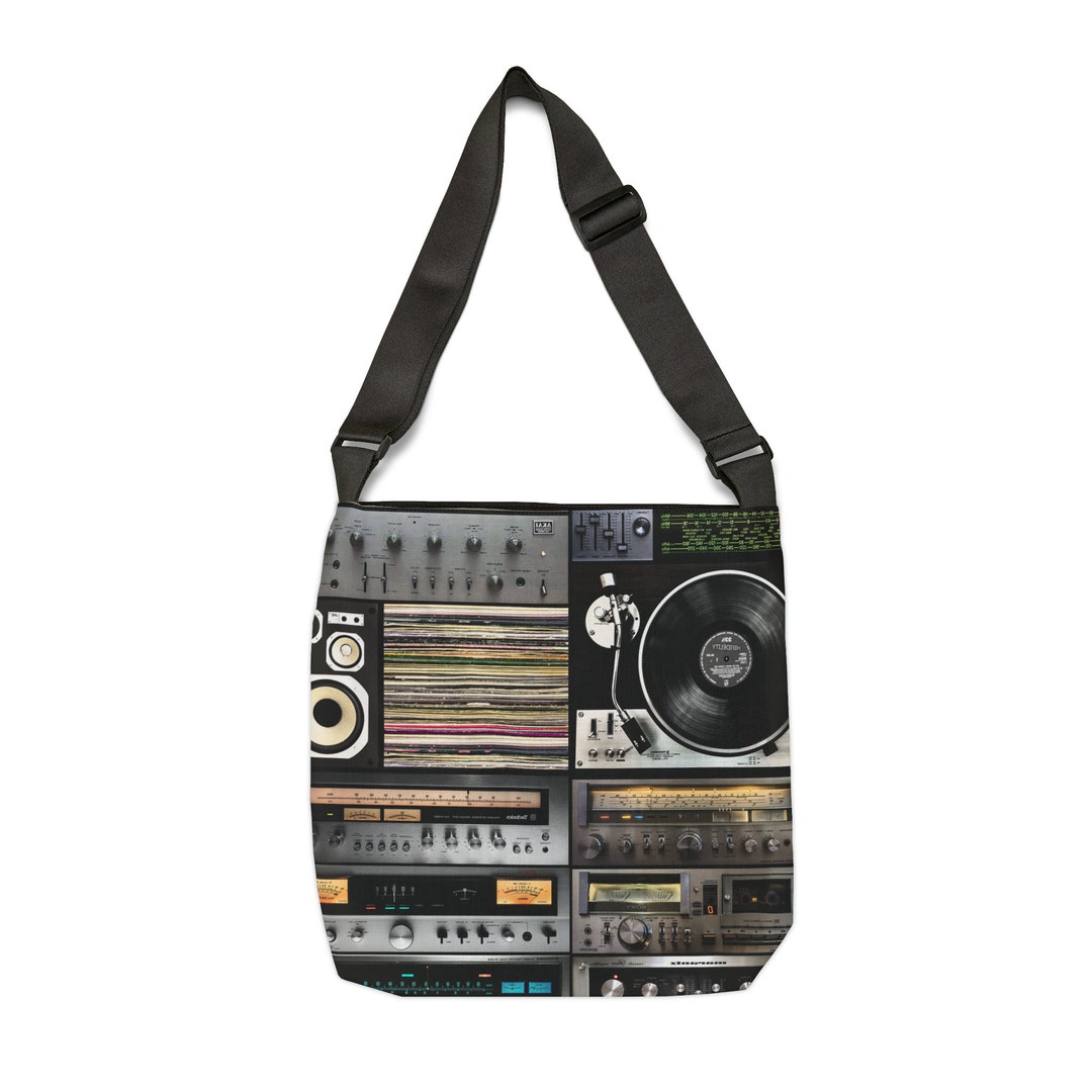 Vintage Audio Adjustable Tote Bag (AOP) Vintage Hifi Sound System Vinyl ...
