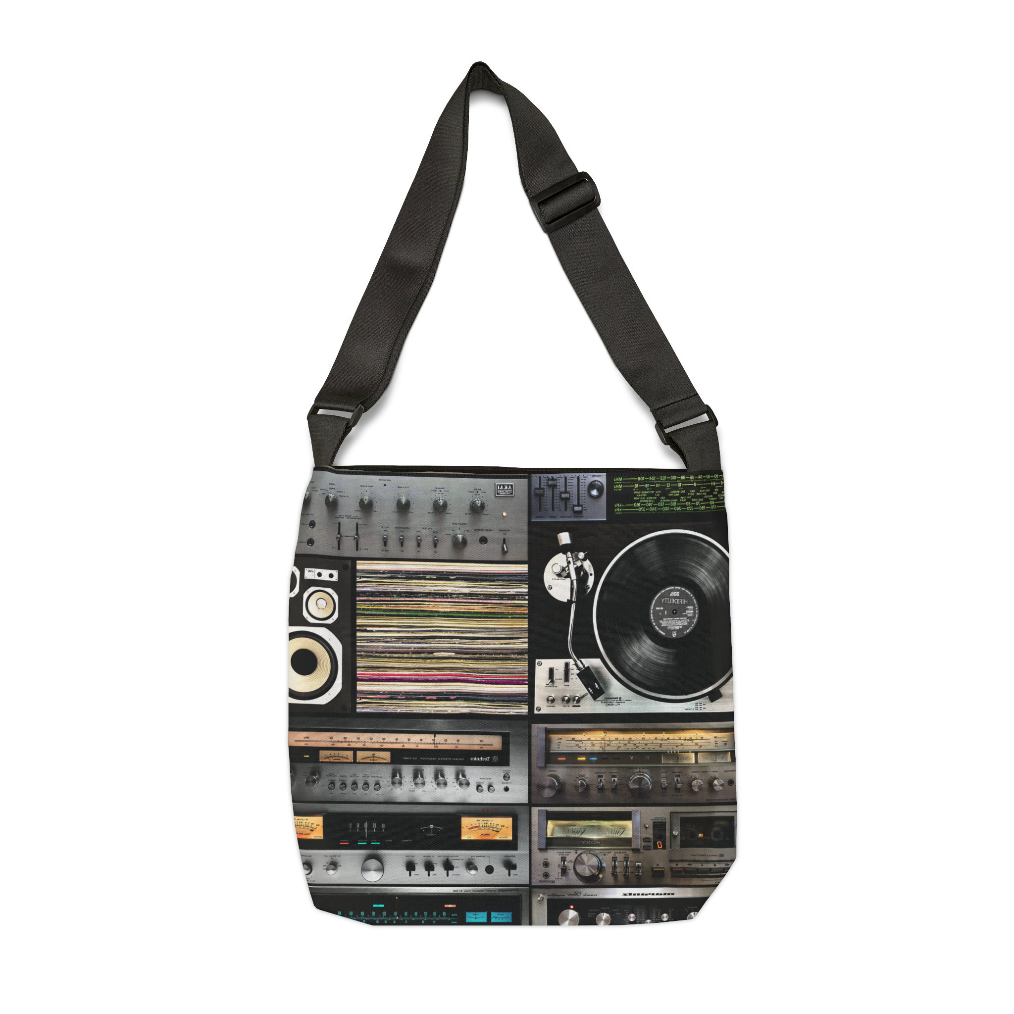 Vintage Audio Adjustable Tote Bag AOP Vintage Hifi Sound System Vinyl ...