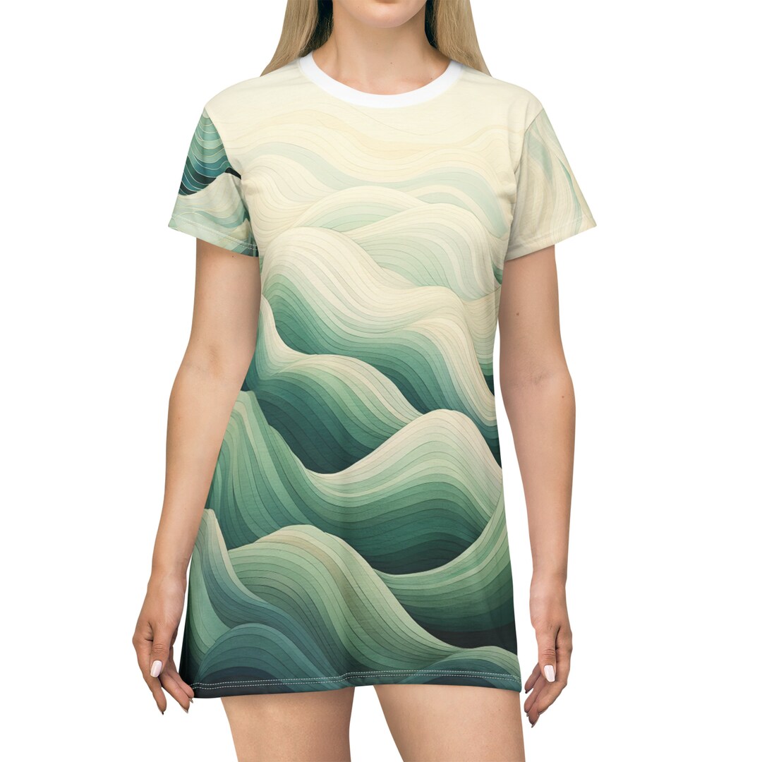 Waves Wave Art Minimalist Psychedelic Abstract Pattern T-shirt Dress ...