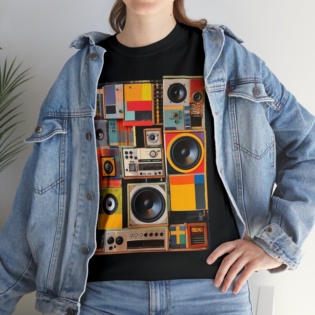 Vintage Audio, Patchwork Collage Art, Unisex Heavy Cotton Tee - Etsy