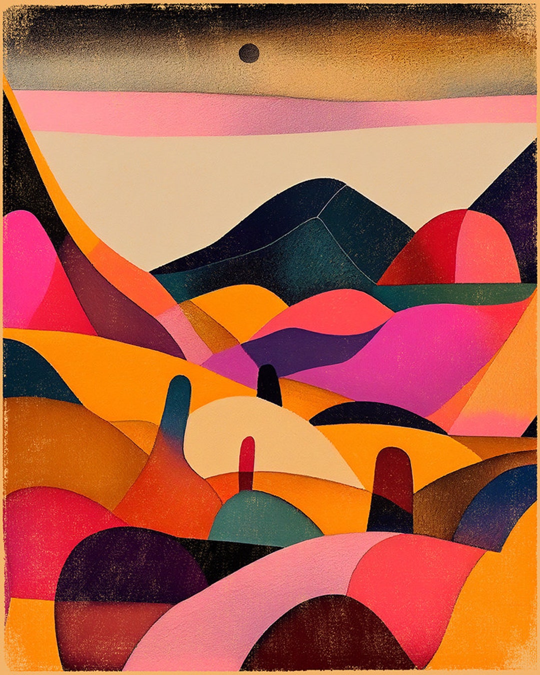 Desert Landscape | Watercolor | Bauhaus | Wall Art | Texture | Digital ...